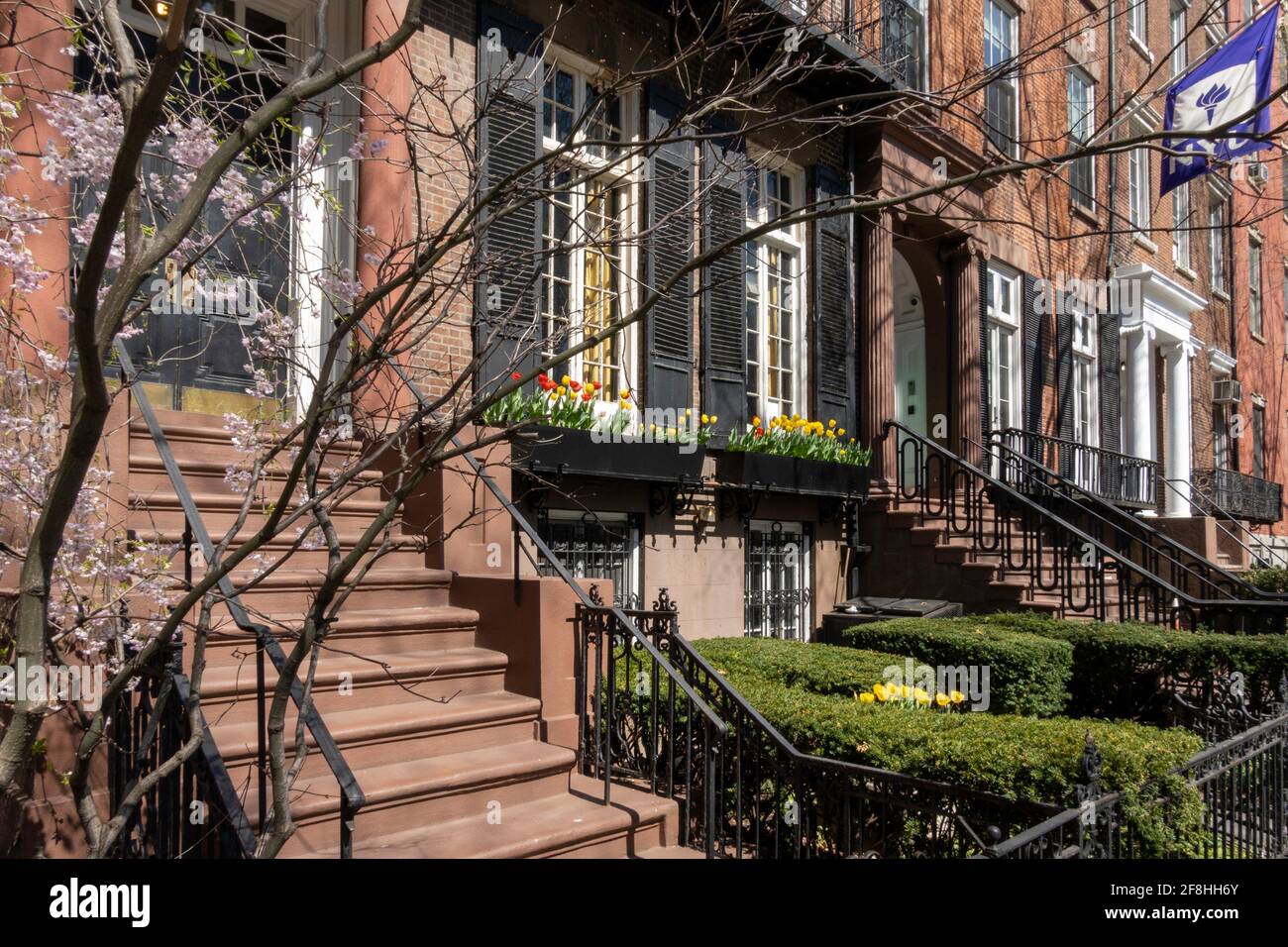 NYU School Brownstones, Washington Square North, NYC Stock Photo - Alamy