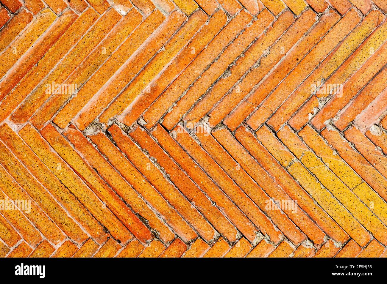 Tiles texture orange geometrical pattern. Floor old surface design. The ...