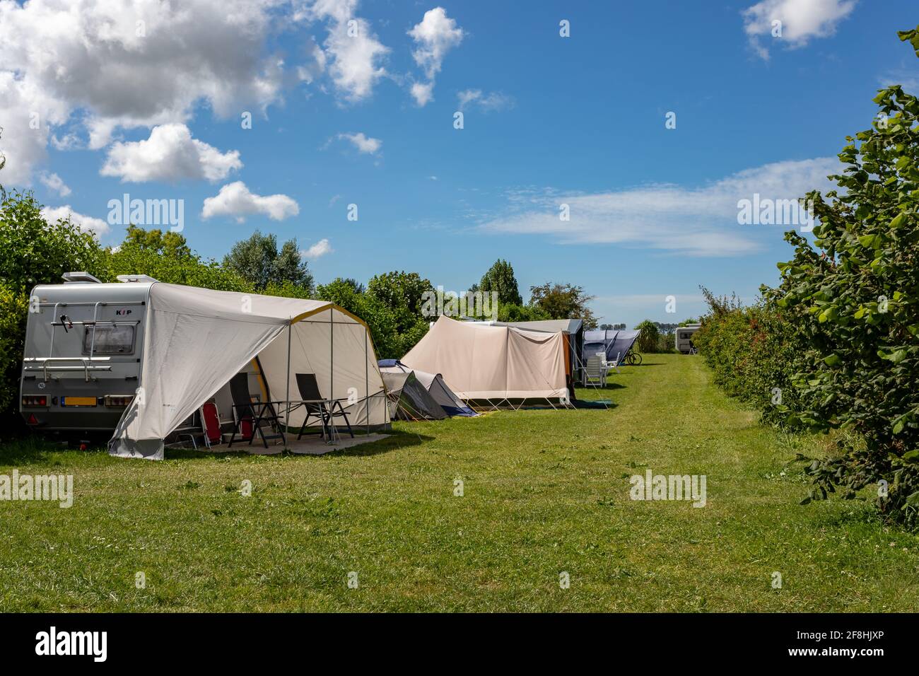 With a caravan at the campsite in the Netherlands Stock Photo - Alamy