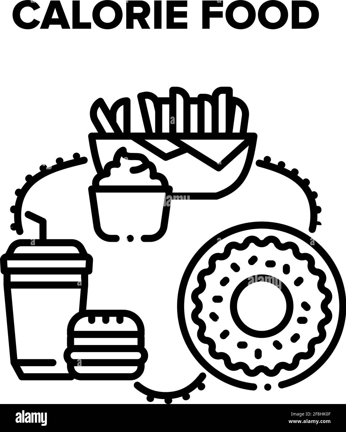 Calorie Food Vector Black Illustration Stock Vector Image & Art - Alamy