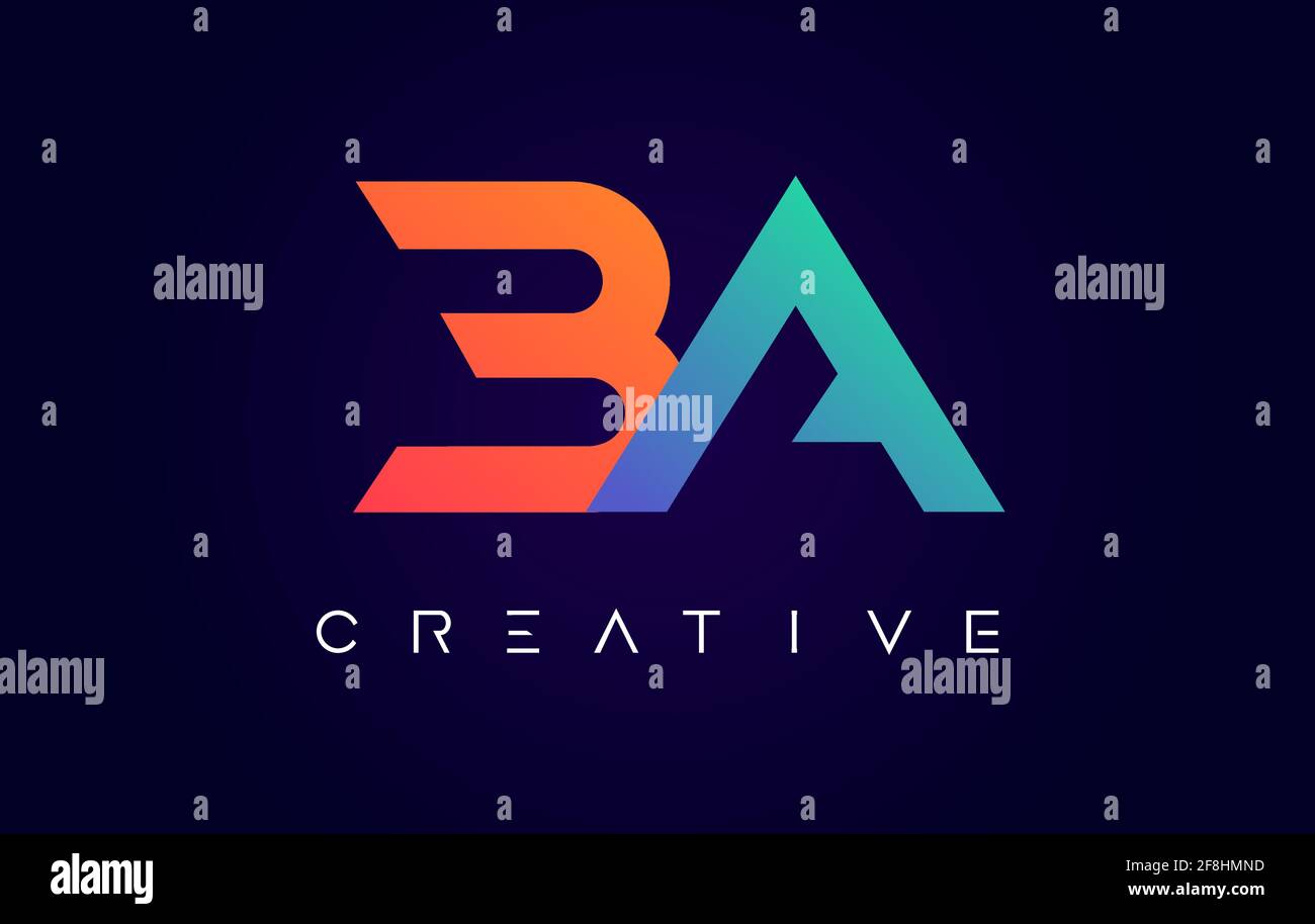 BA Logo Letter Design with Modern Creative Concept and Orange Blue ...