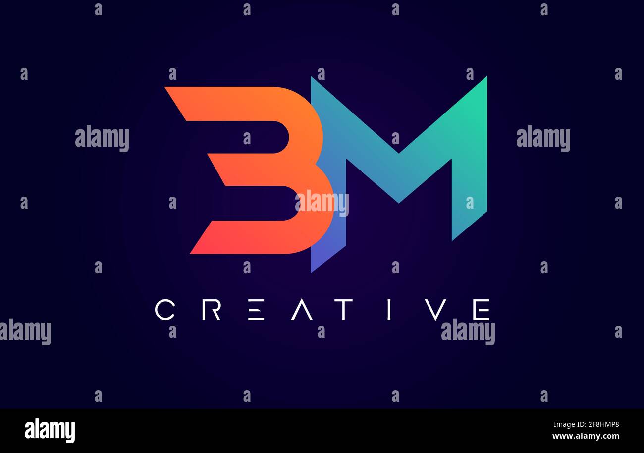 BM Logo Letter Design with Modern Creative Concept and Orange Blue ...