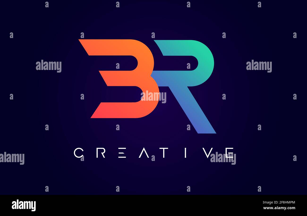 BR Logo Letter Design with Modern Creative Concept and Orange Blue ...
