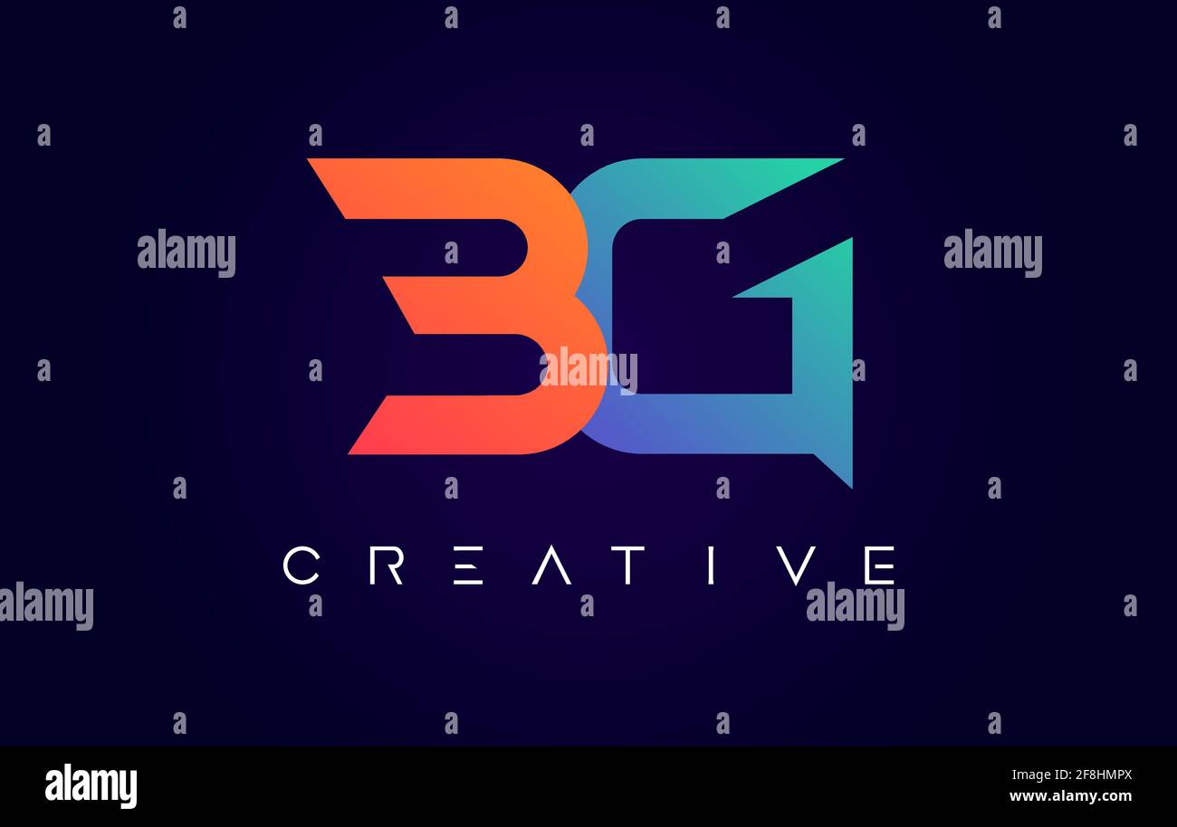 BG Logo Letter Design with Modern Creative Concept and Orange Blue ...