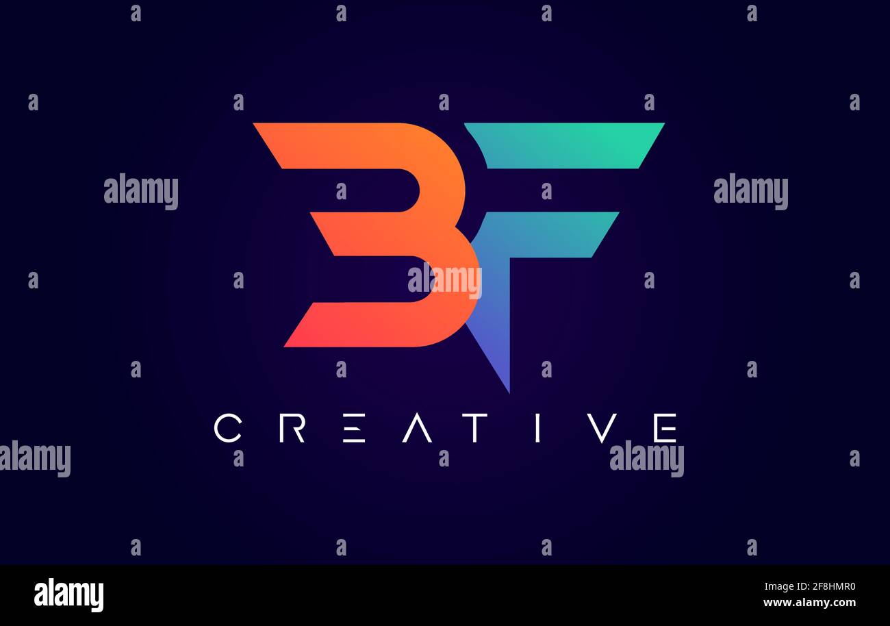 BF Logo Letter Design with Modern Creative Concept and Orange Blue ...