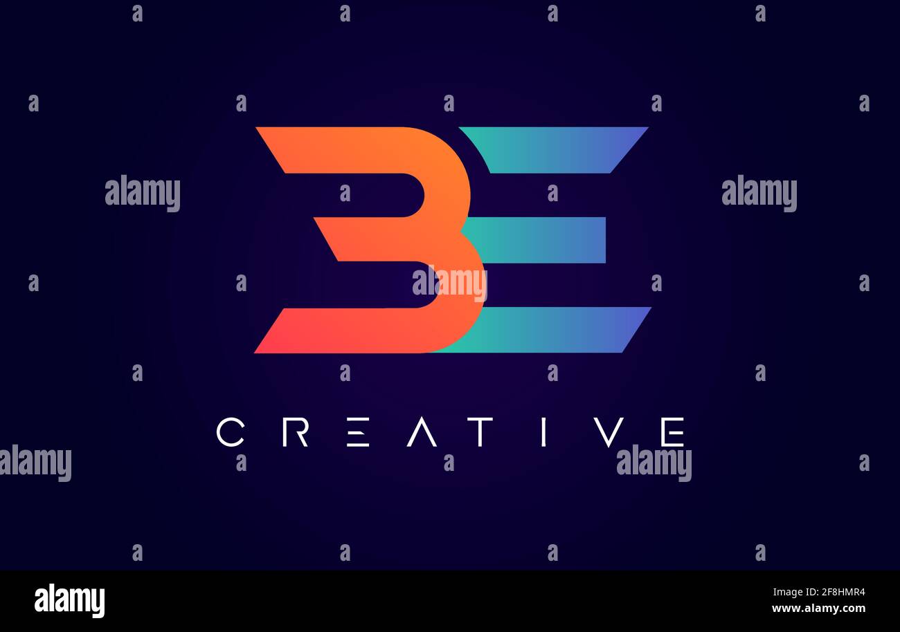 BE Logo Letter Design with Modern Creative Concept and Orange Blue ...