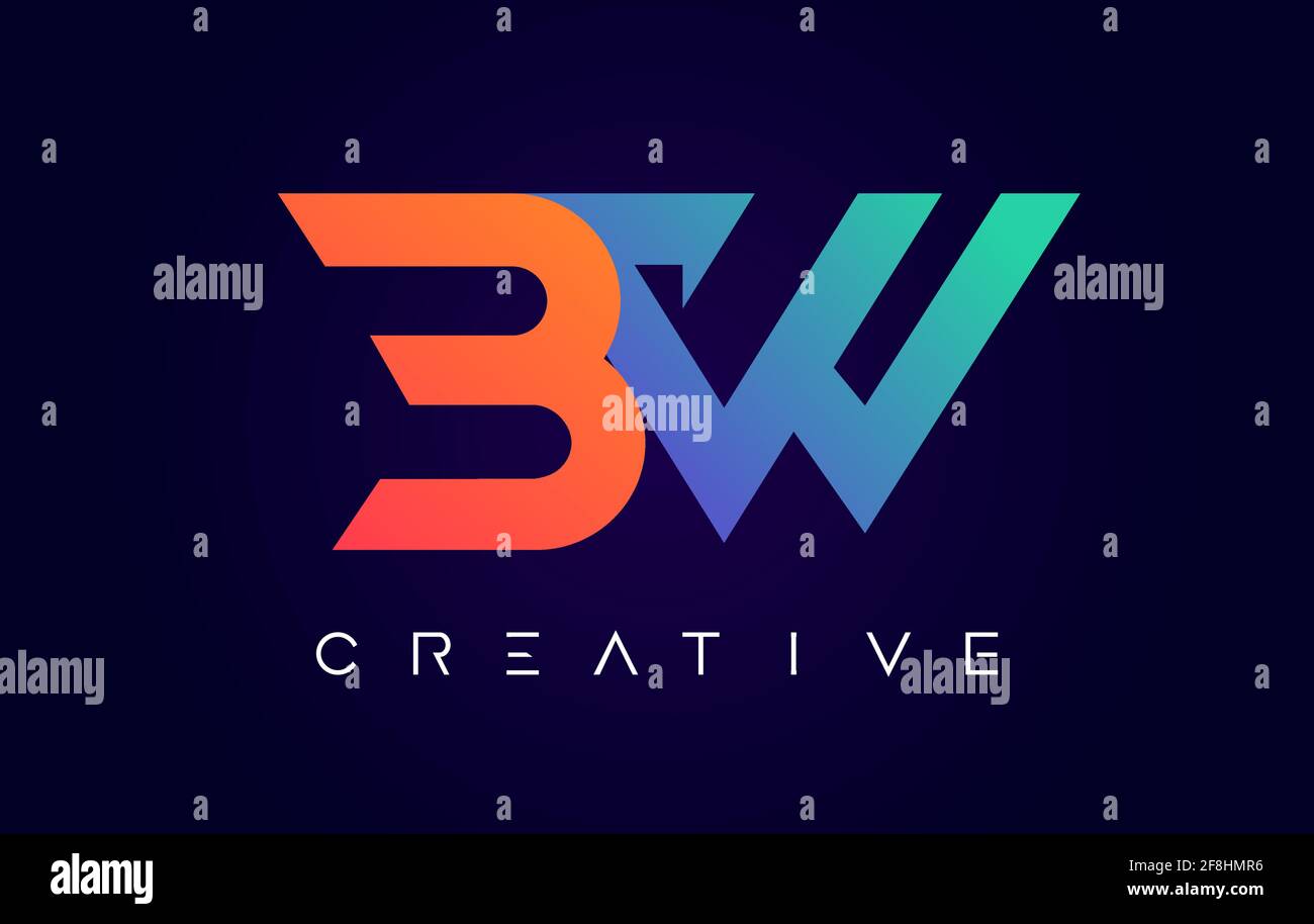 BW Logo Letter Design with Modern Creative Concept and Orange Blue ...