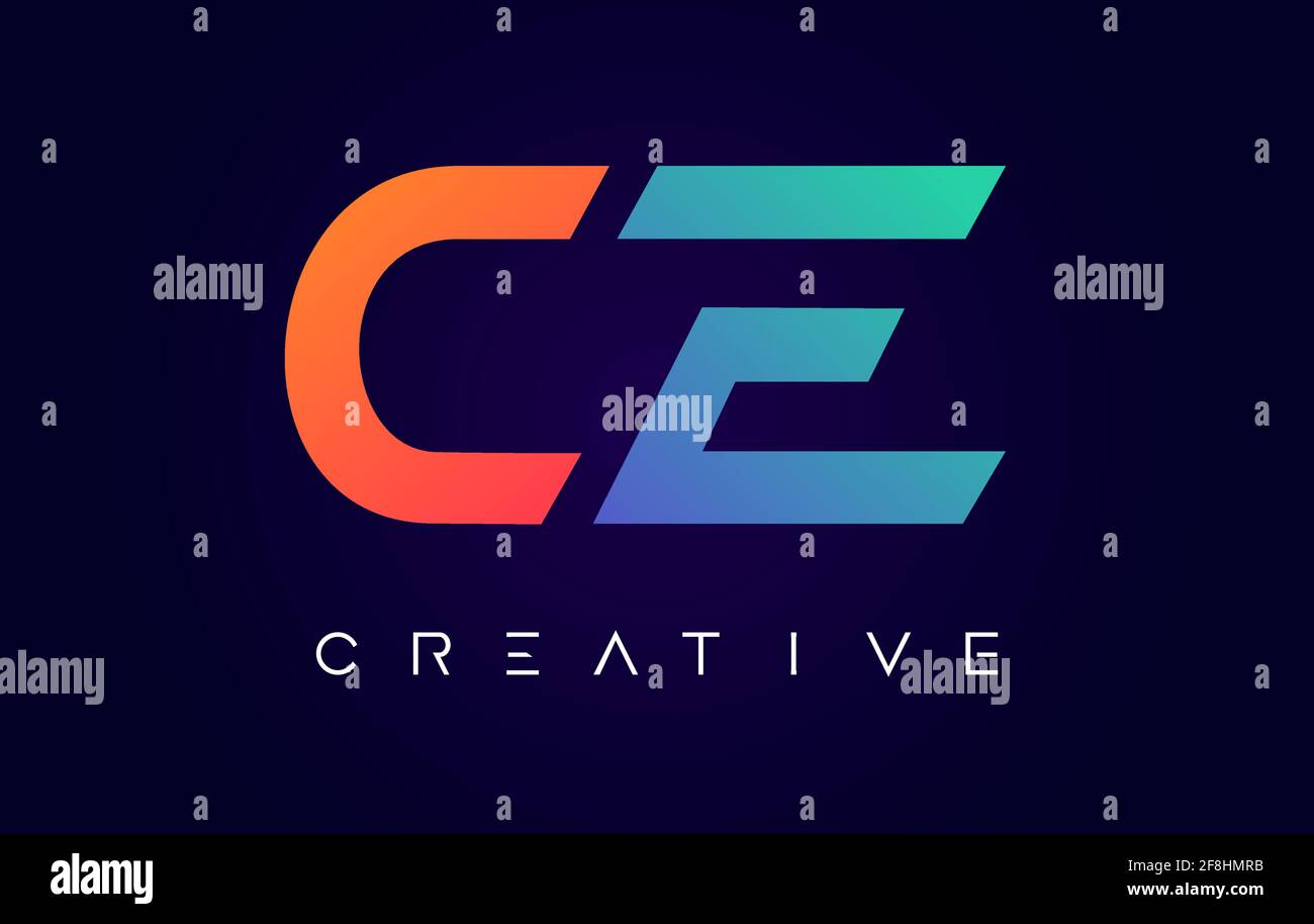 CE Logo Letter Design with Modern Creative Concept and Orange Blue ...
