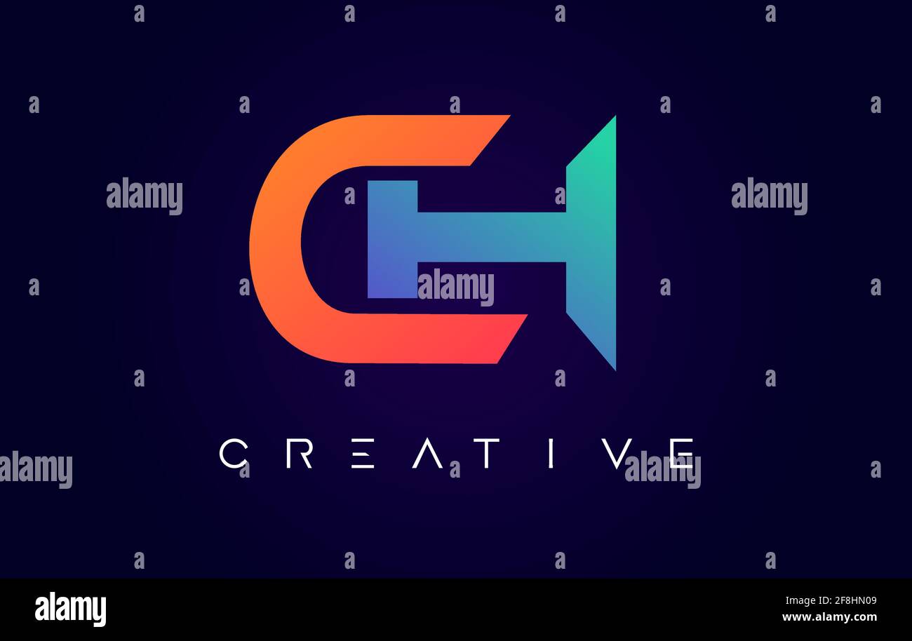 CH Logo Letter Design with Modern Creative Concept and Orange Blue ...