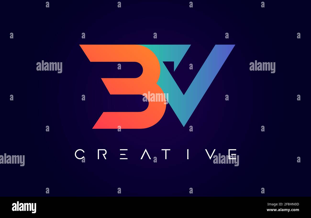 BV Logo Letter Design with Modern Creative Concept and Orange Blue ...