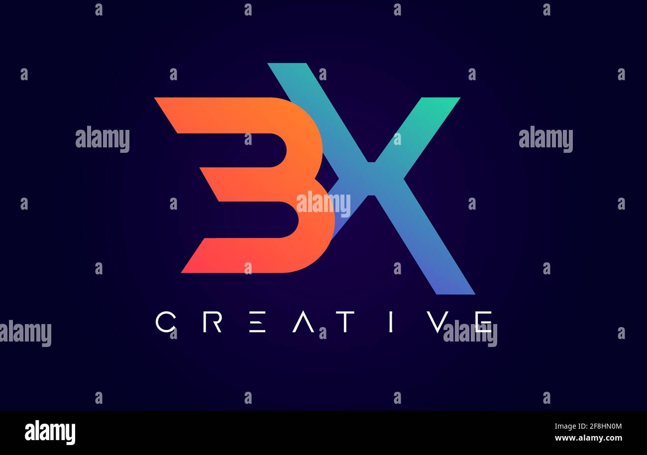 BX Logo Letter Design with Modern Creative Concept and Orange Blue ...