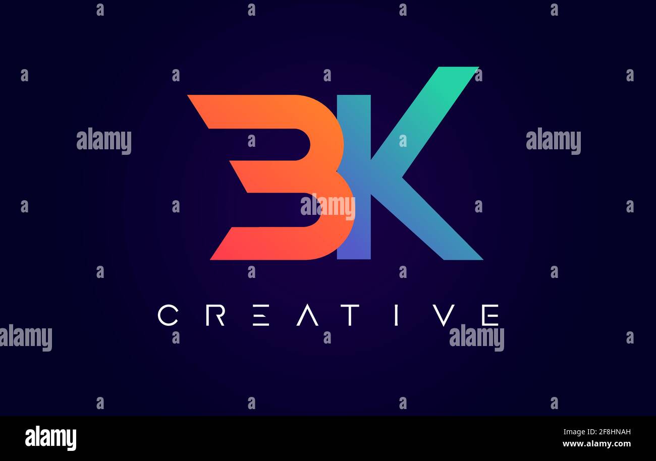 BK Logo Letter Design with Modern Creative Concept and Orange Blue ...