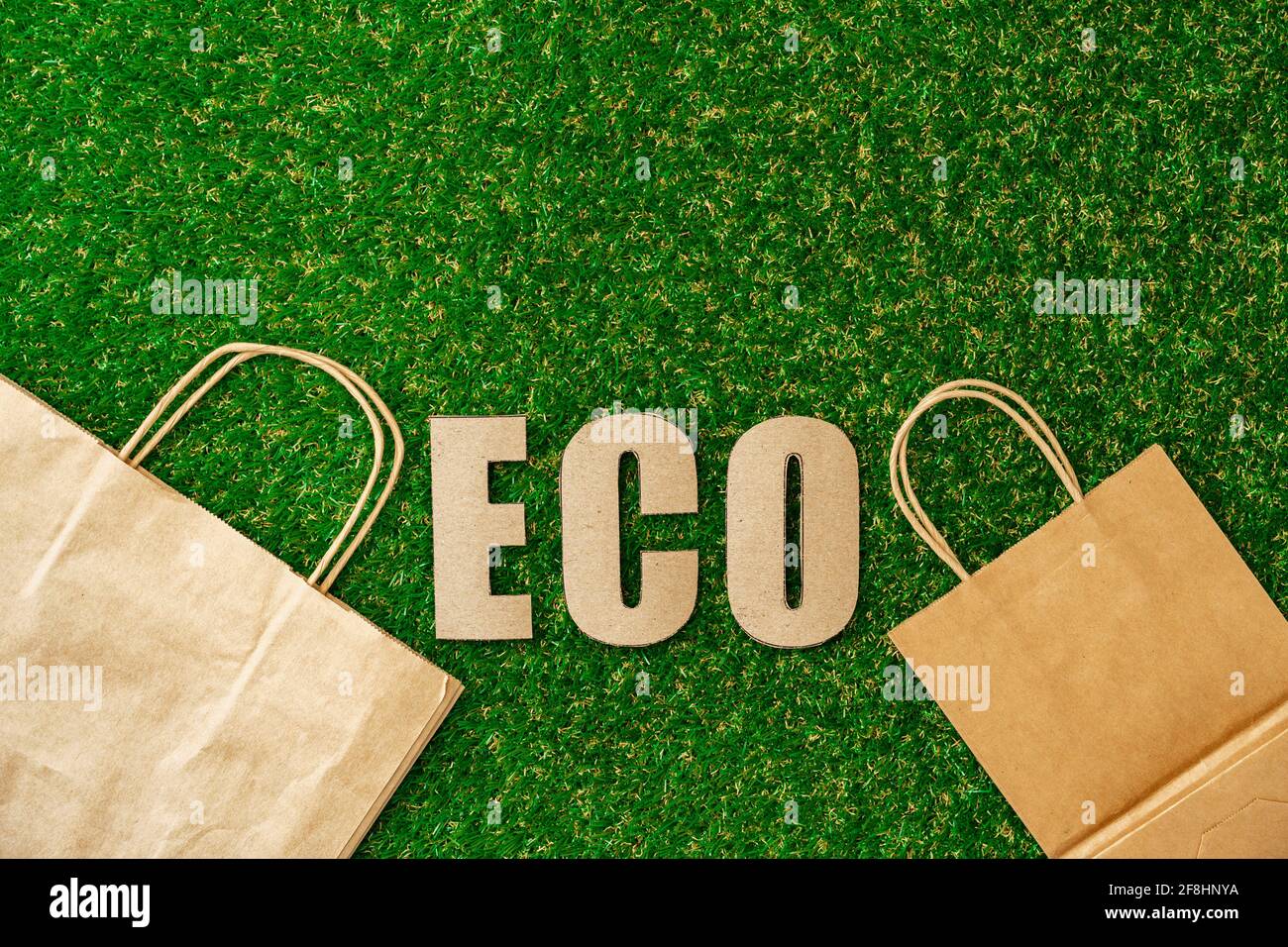 Craft paper eco bag, eco-friendly concept of consumption Stock Photo ...