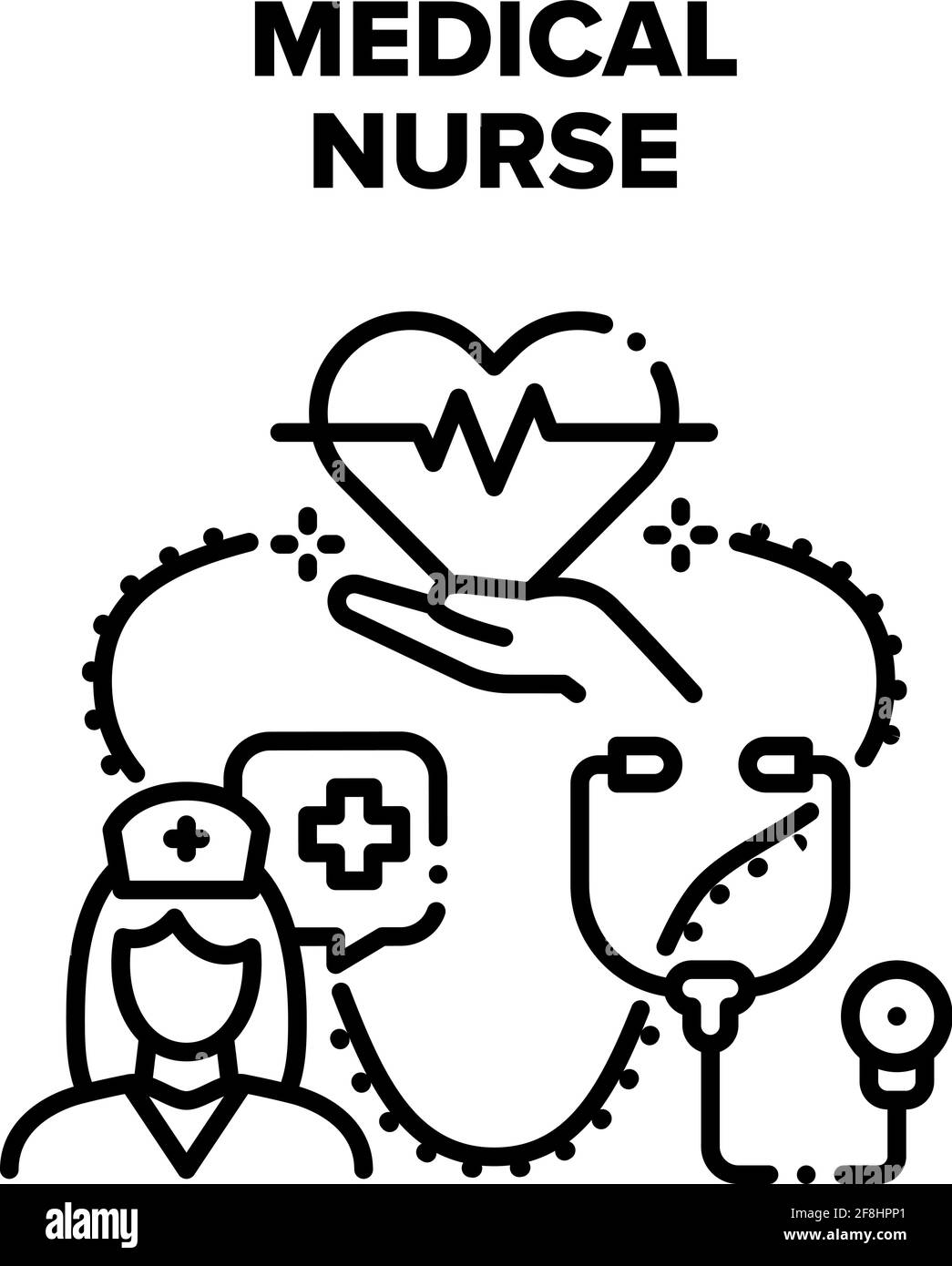 Medical Nurse Vector Black Illustration Stock Vector Image & Art - Alamy
