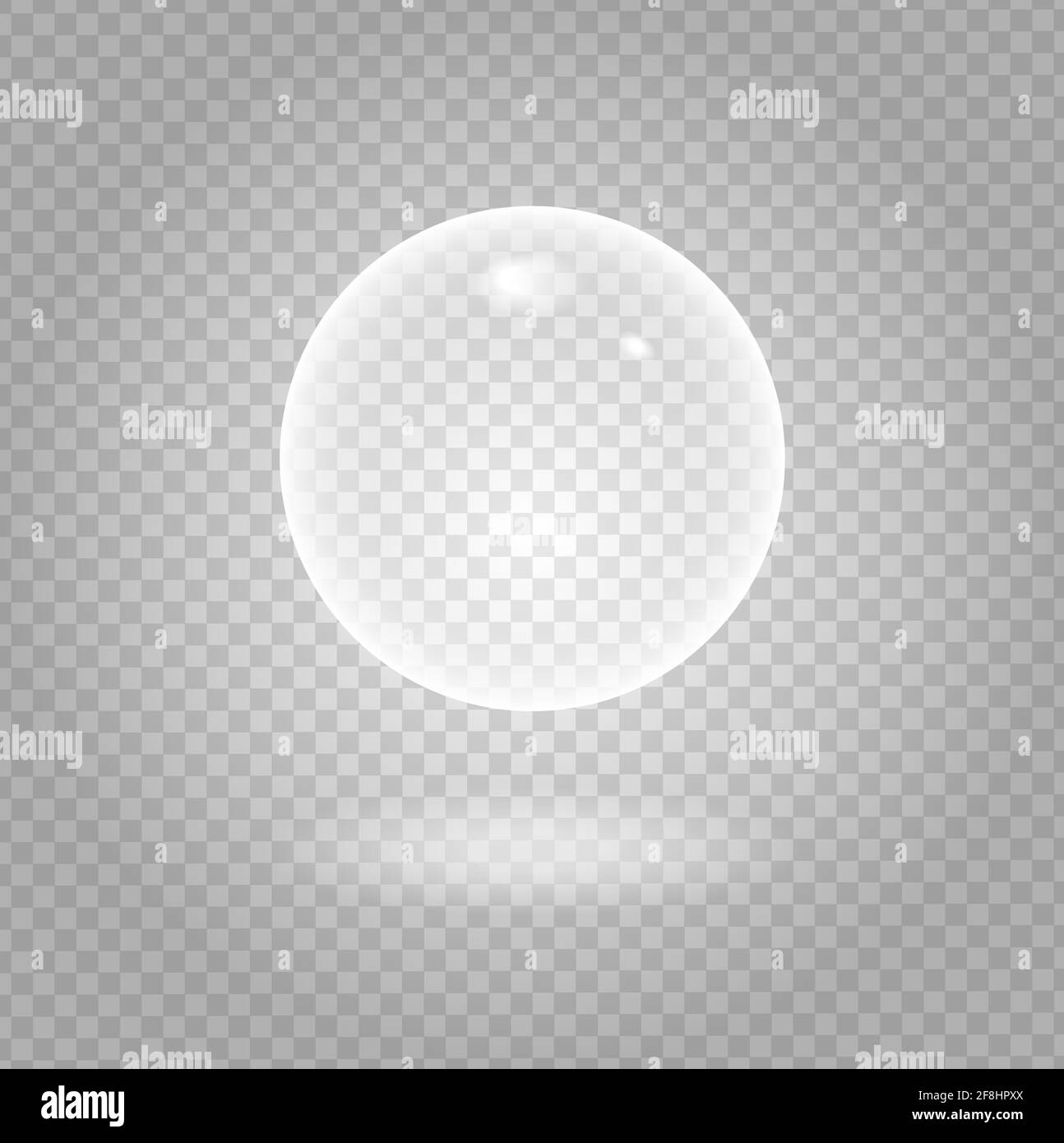 Glow white transparent bubble with light transparent shadow and ...