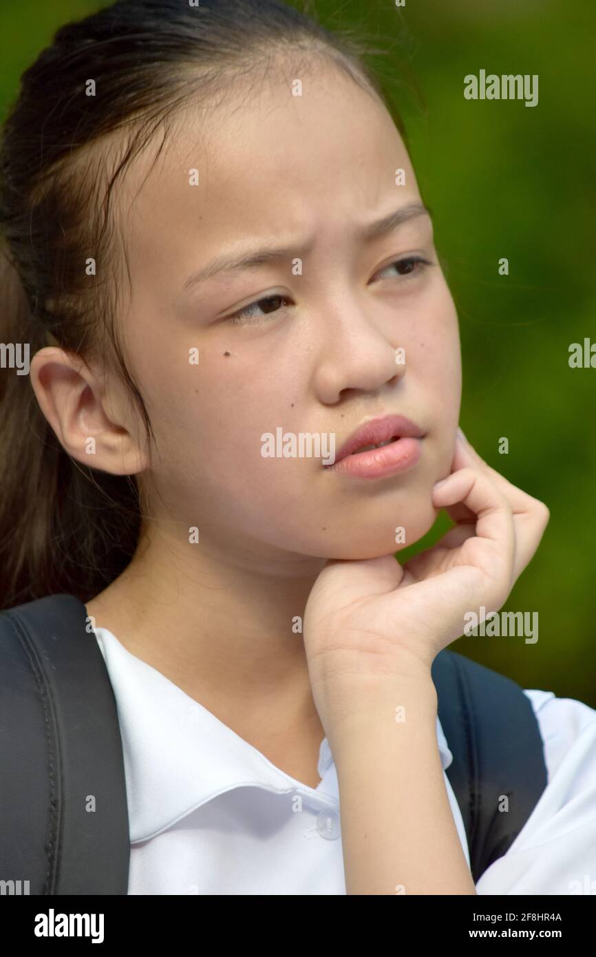 School Girl And Confusion With Notebooks Stock Photo - Alamy