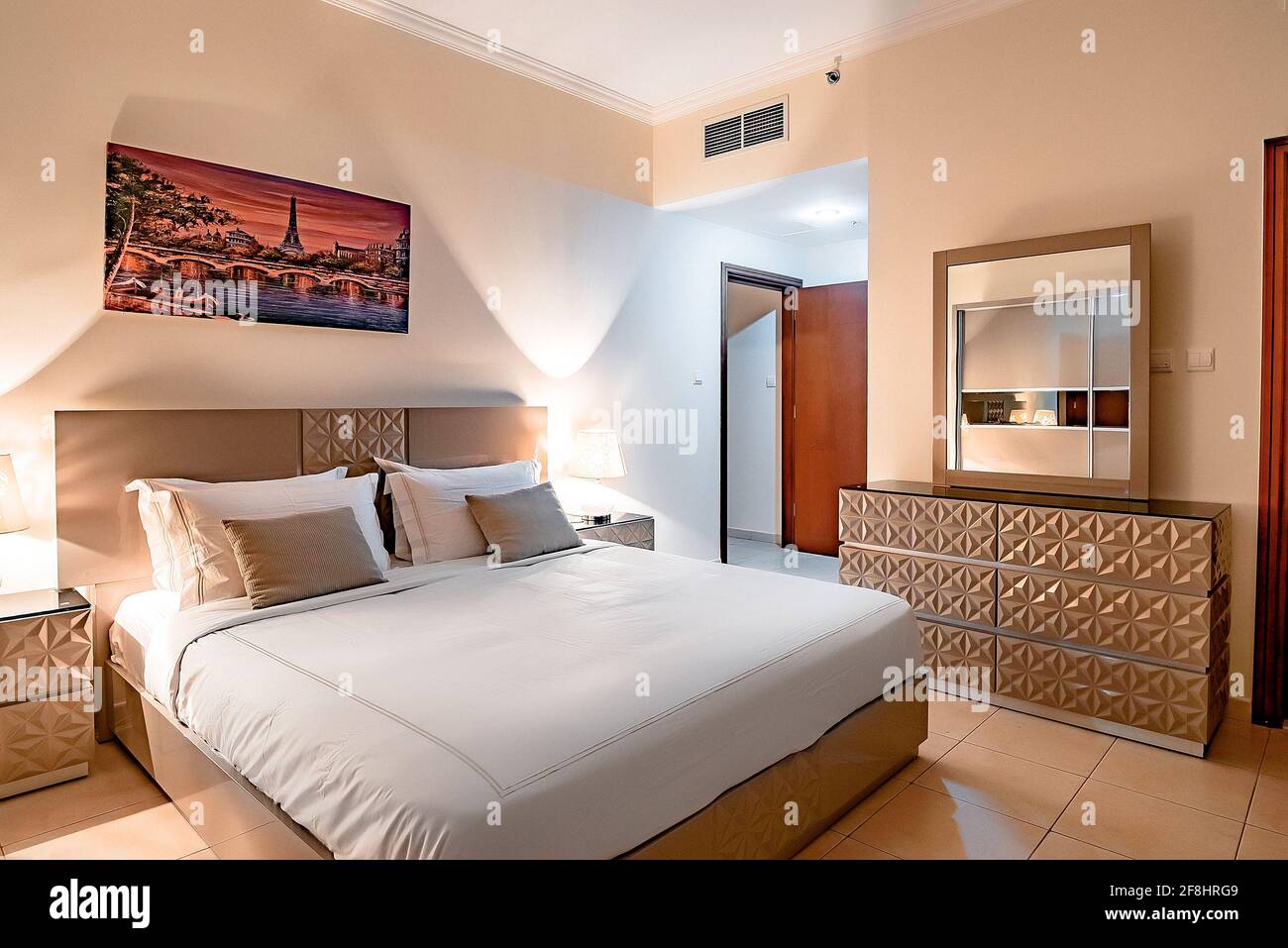 Bedroom interior design in luxury room Stock Photo - Alamy