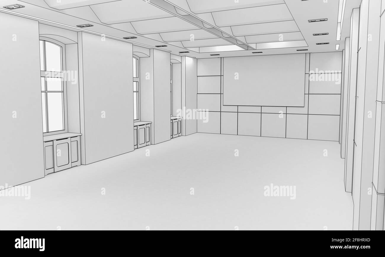 empty room, interior visualization, 3D illustration Stock Photo - Alamy