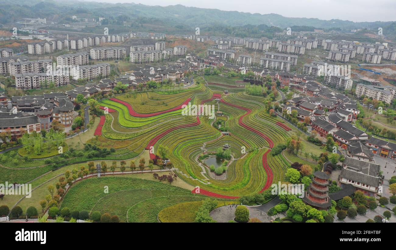 Dafang. 14th Apr, 2021. Aerial photo taken on April 14, 2021 shows the ...