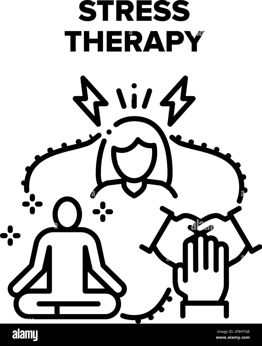 Stress Therapy Vector Black Illustration Stock Vector Image & Art - Alamy