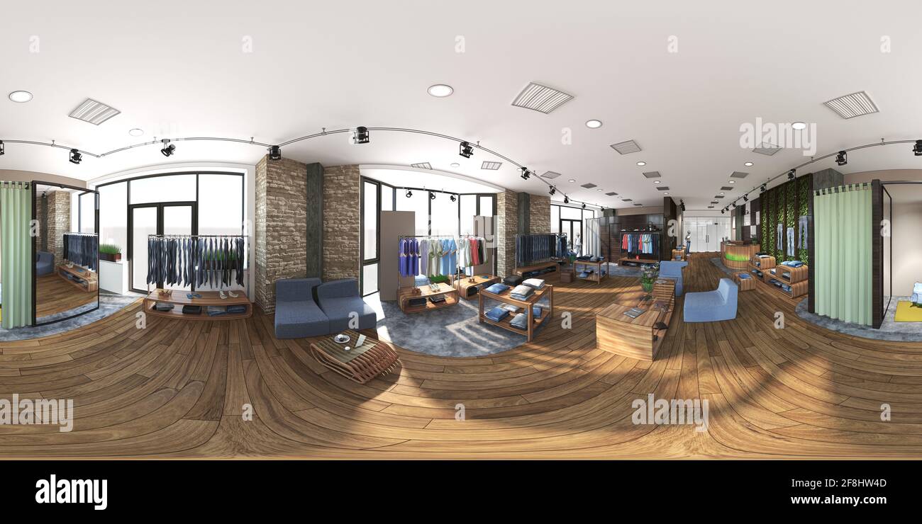 spherical panorama of the interior, 3D illustration Stock Photo - Alamy