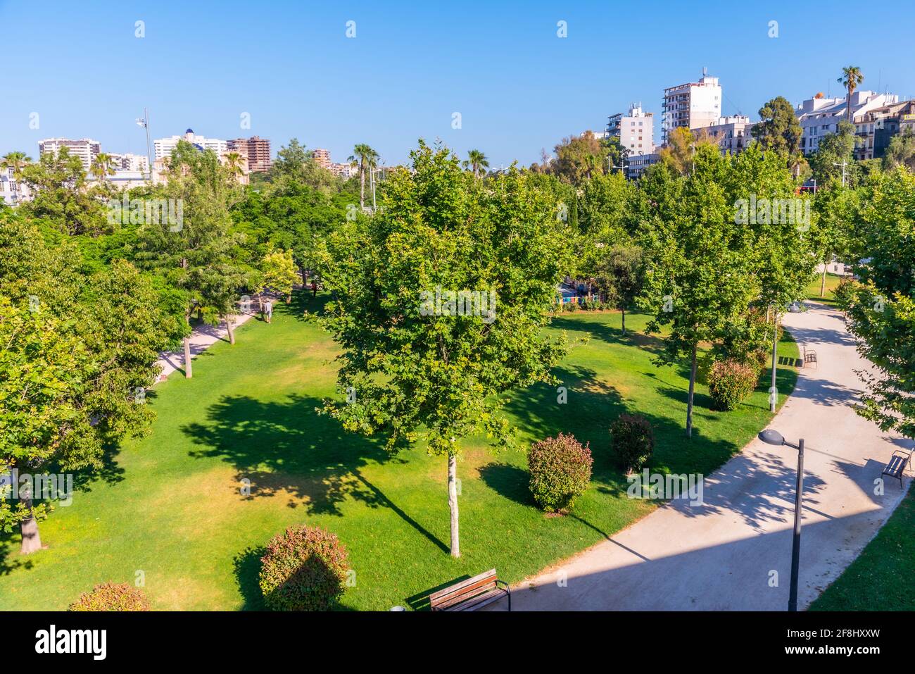 Park situated in former riverbed of river Turia in Valencia, Spain ...