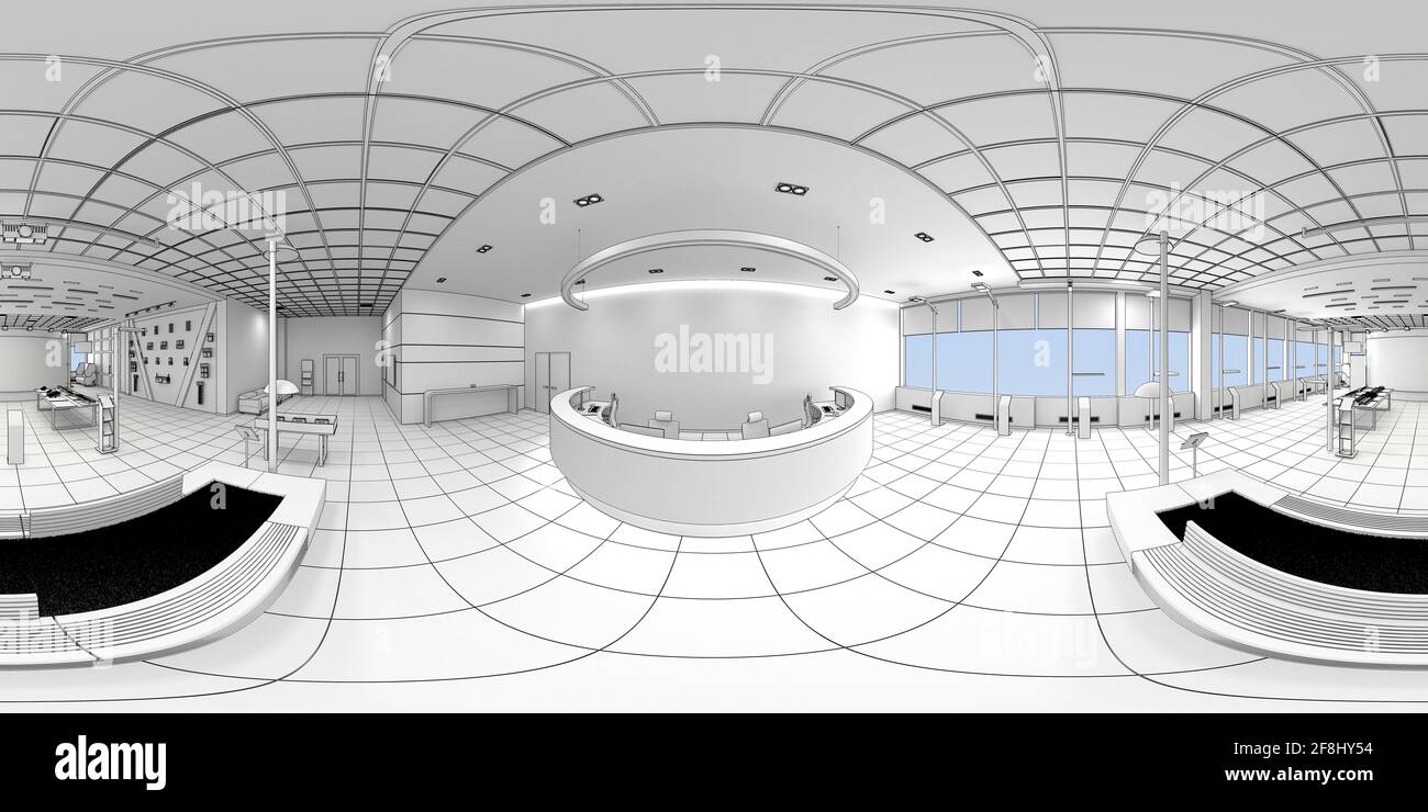 spherical panorama of the interior, 3D illustration Stock Photo - Alamy