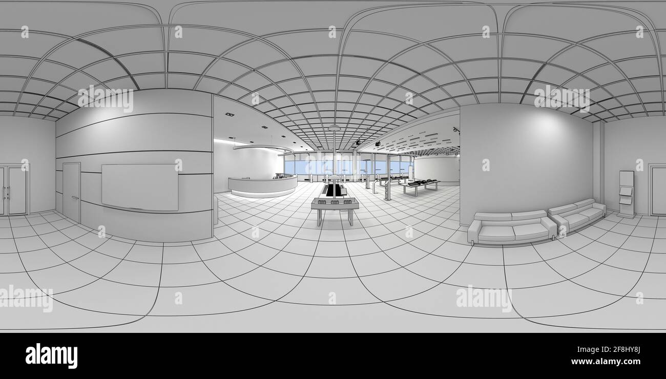 spherical panorama of the interior, 3D illustration Stock Photo - Alamy