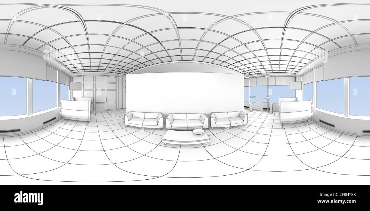 spherical panorama of the interior, 3D illustration Stock Photo - Alamy
