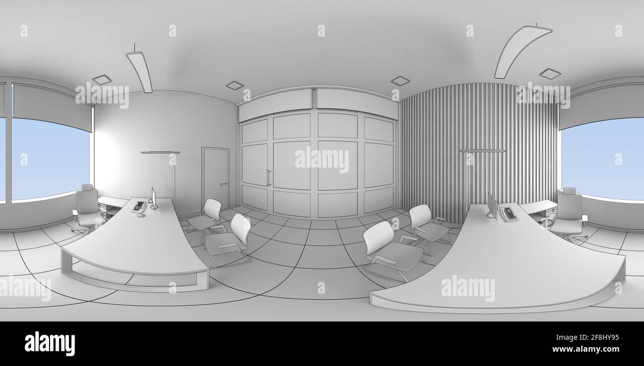 spherical panorama of the interior, 3D illustration Stock Photo - Alamy