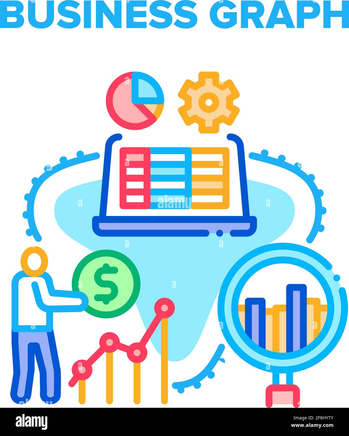 Business Graph Vector Concept Color Illustration Stock Vector Image ...