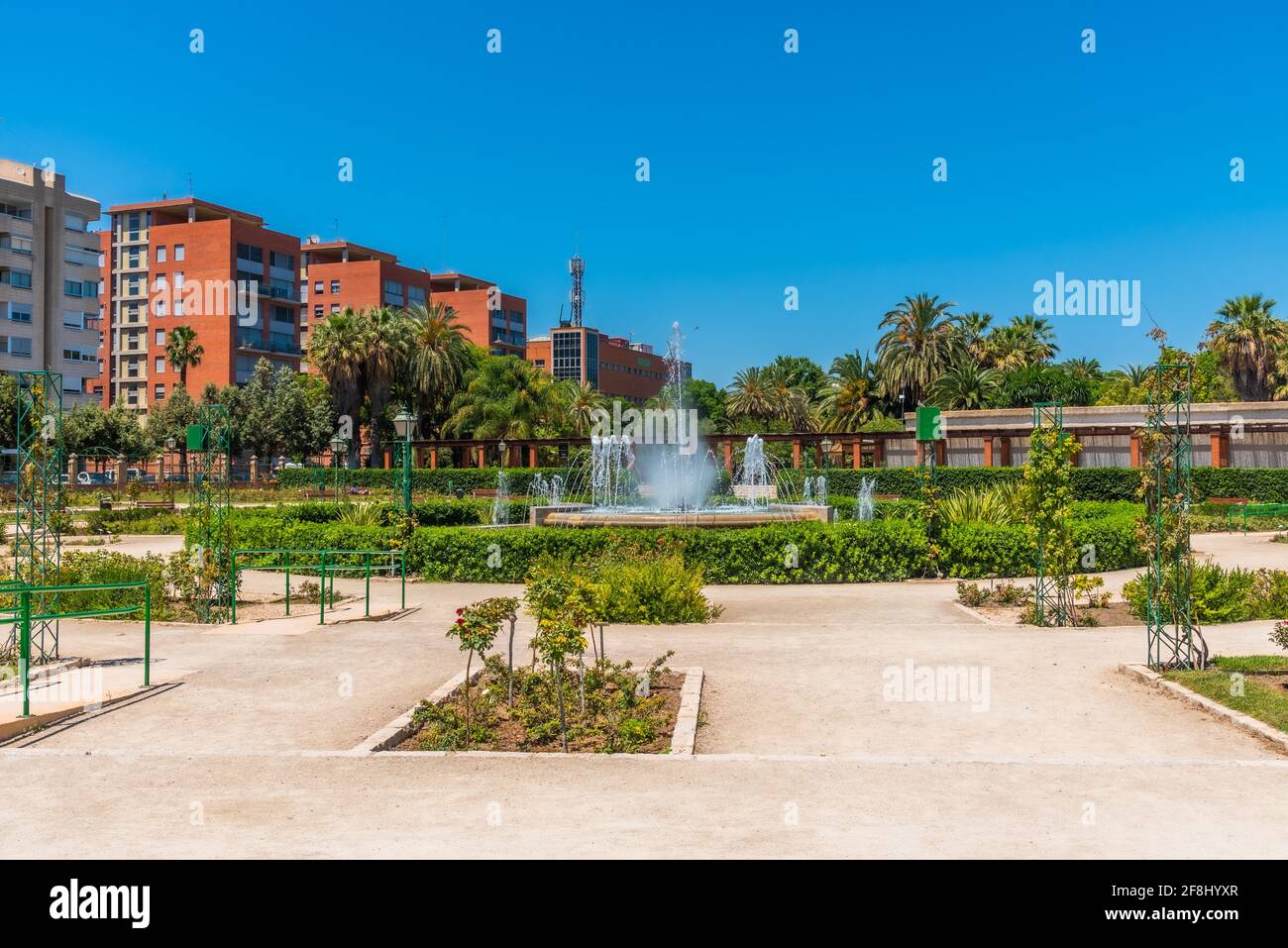 Rose garden at Royal gardens in Spanish city Valencia Stock Photo - Alamy