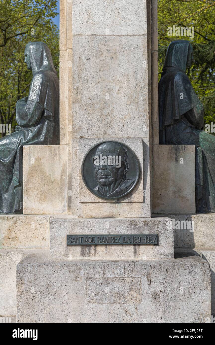 BURGOS, SPAIN - April 9, 2021: Bronze medallion with the portrait of ...
