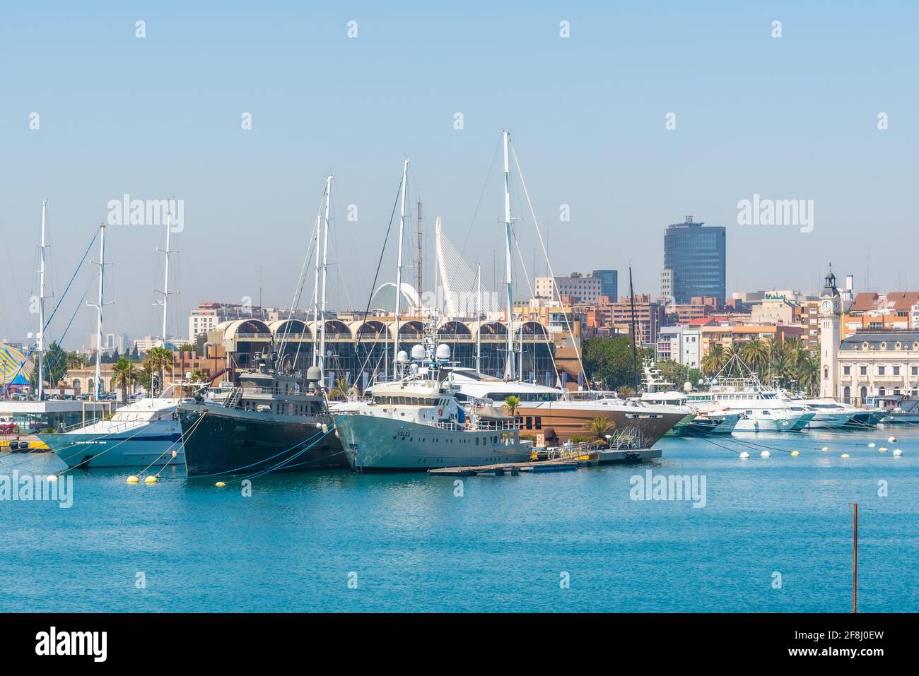 Boats mooring in marina of port of Valencia, Spain Stock Photo - Alamy