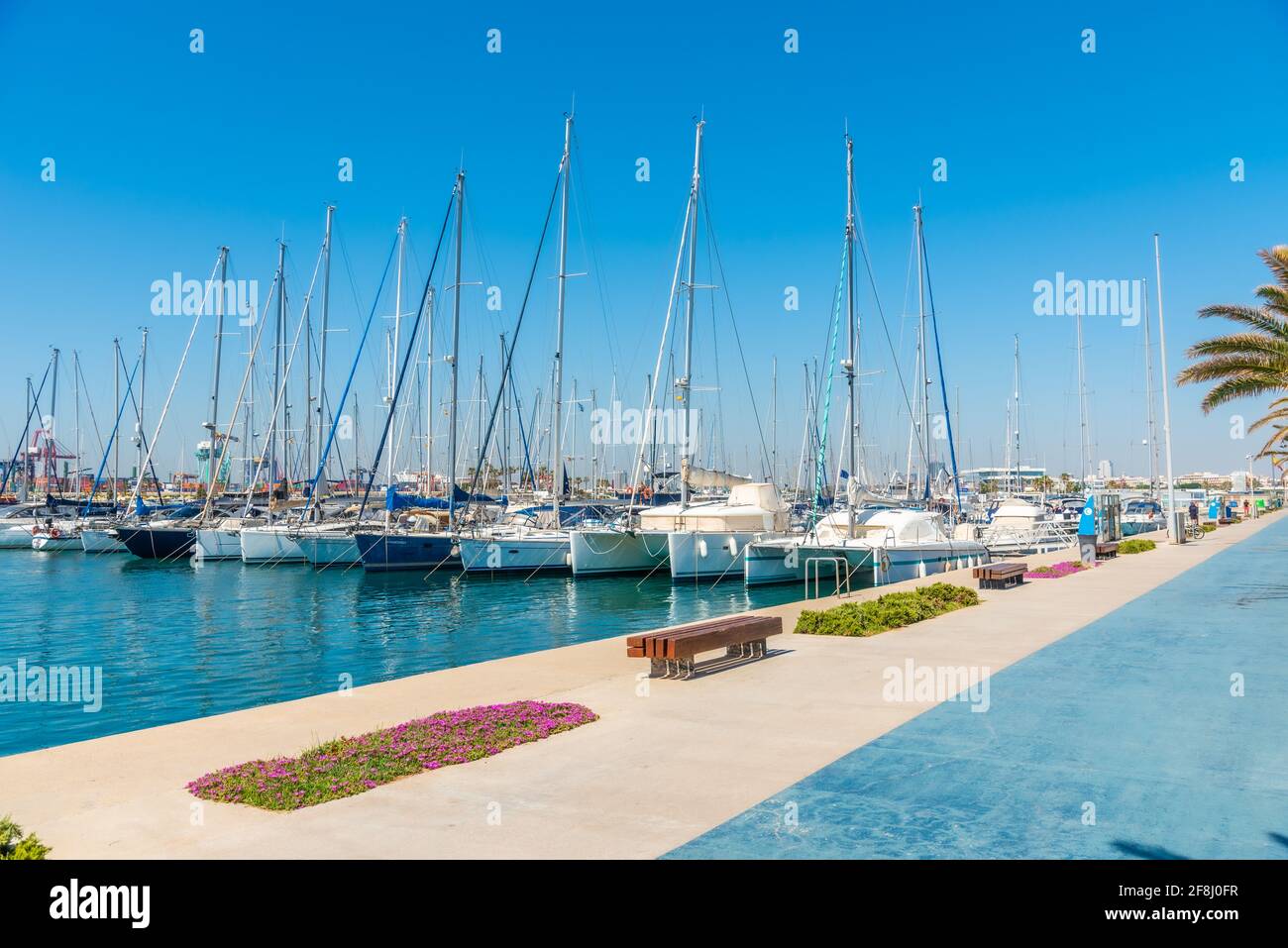 Boats mooring in marina of port of Valencia, Spain Stock Photo - Alamy