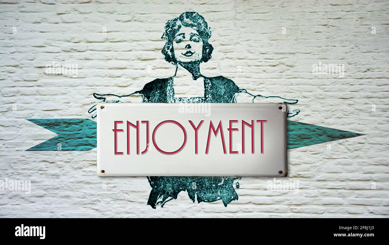 Street Sign the Direction Way to Enjoyment Stock Photo - Alamy