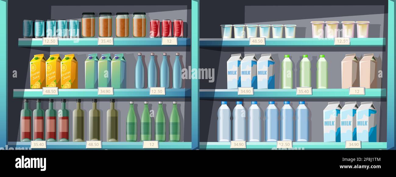 Cartoon Supermarket Shelves