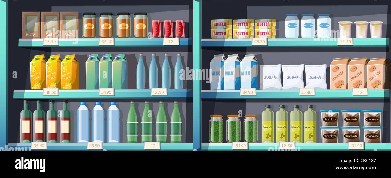 Cartoon Supermarket Shelves