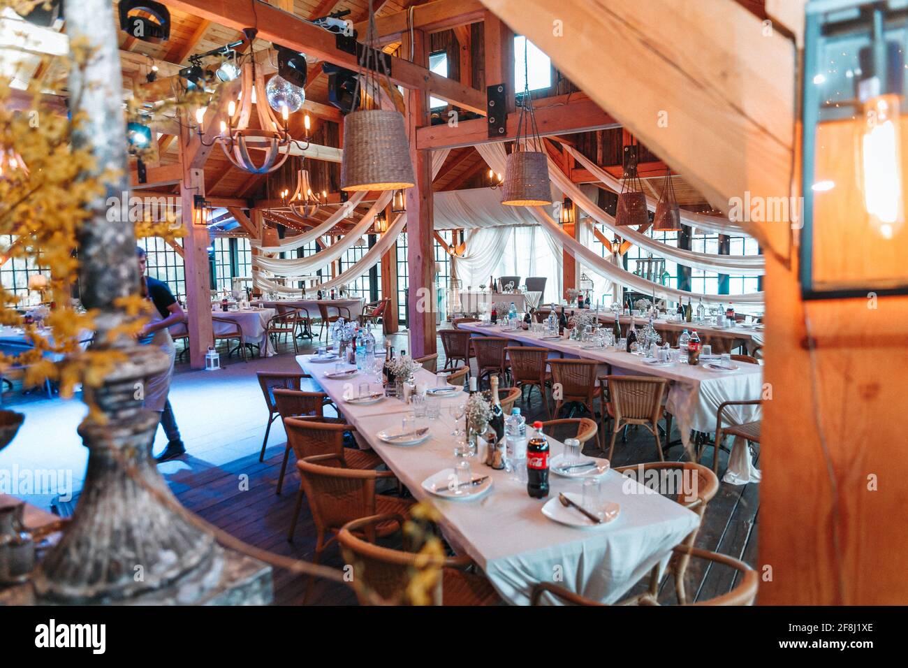 Certified table in the restaurant for the wedding celebration Stock ...