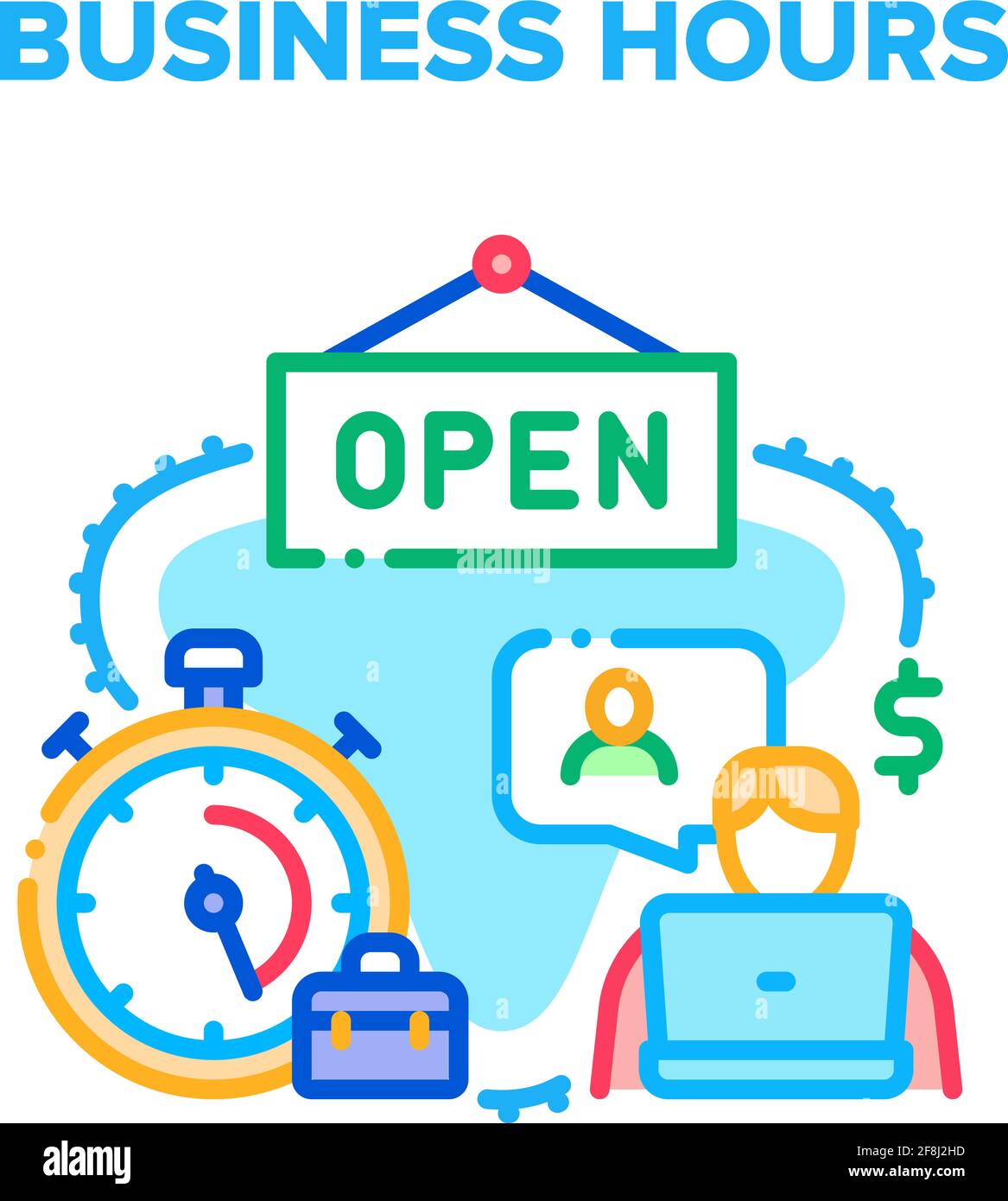 Business Hours Vector Concept Color Illustration Stock Vector Image ...