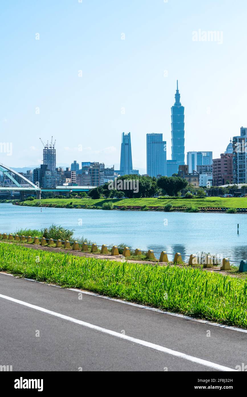 Taipei, Taiwan - Oct 4, 2020: skyline of the taipei city by the river ...
