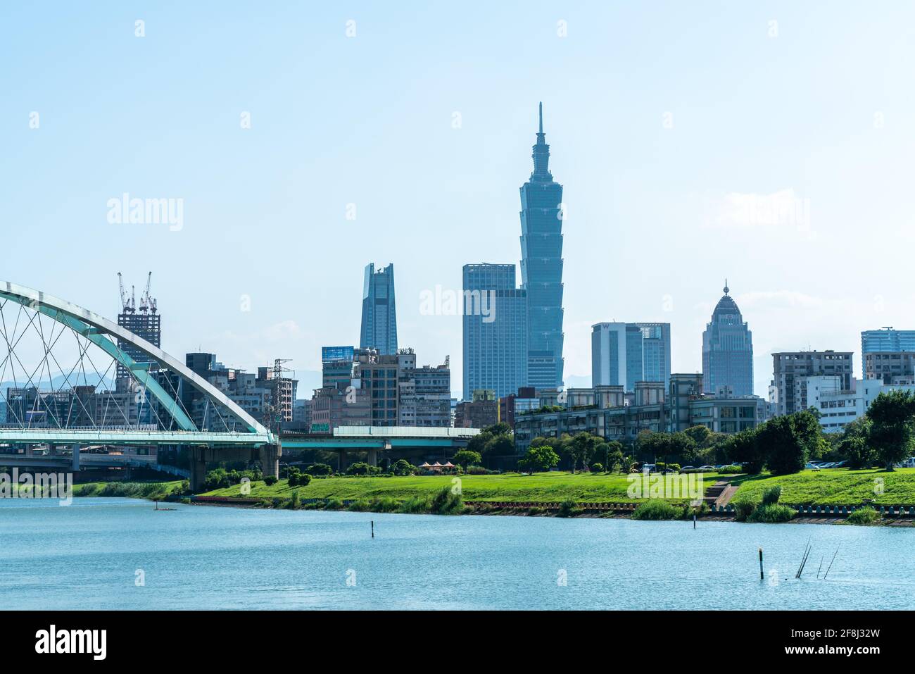 Taipei, Taiwan - Oct 4, 2020: skyline of the taipei city by the river ...