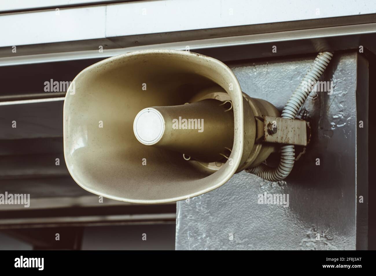 Shout, a megaphone installed on the wall of the building, for voice ...