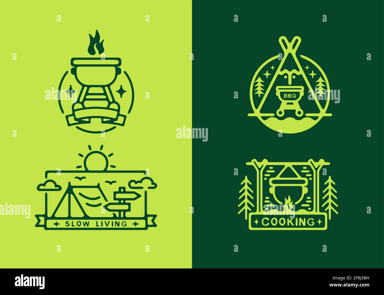 Camping line art illustration design Stock Vector Image & Art - Alamy