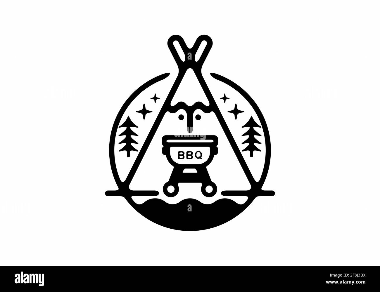 Line art icon camping Black and White Stock Photos & Images - Alamy