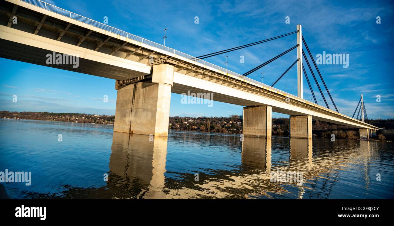 View at the Liberty bridge in Novi Sad Stock Photo - Alamy