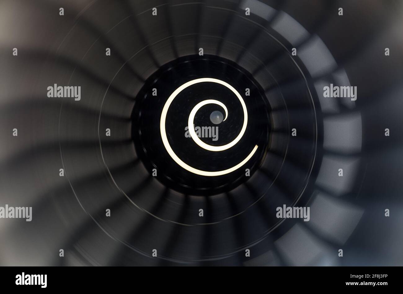 Rotating blades of the blade in the aircraft engine close up Stock ...