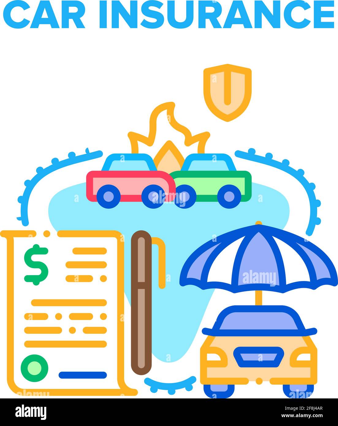 Car Insurance Vector Concept Color Illustration Stock Vector Image ...