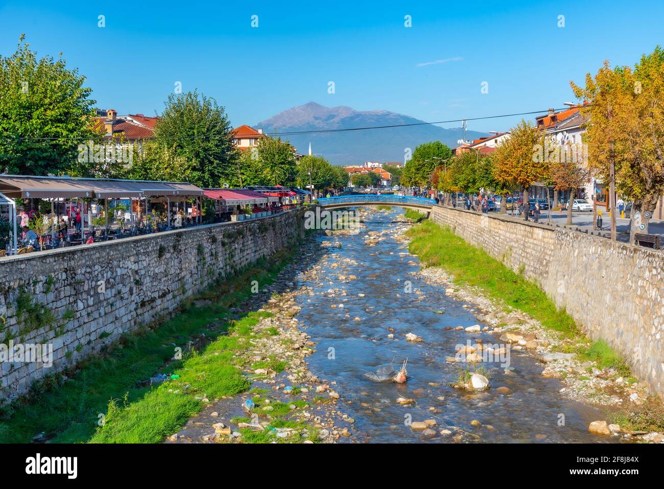 PRIZREN, KOSOVO, SEPTEMBER 20, 2019: Riverside of Bistrica river in ...