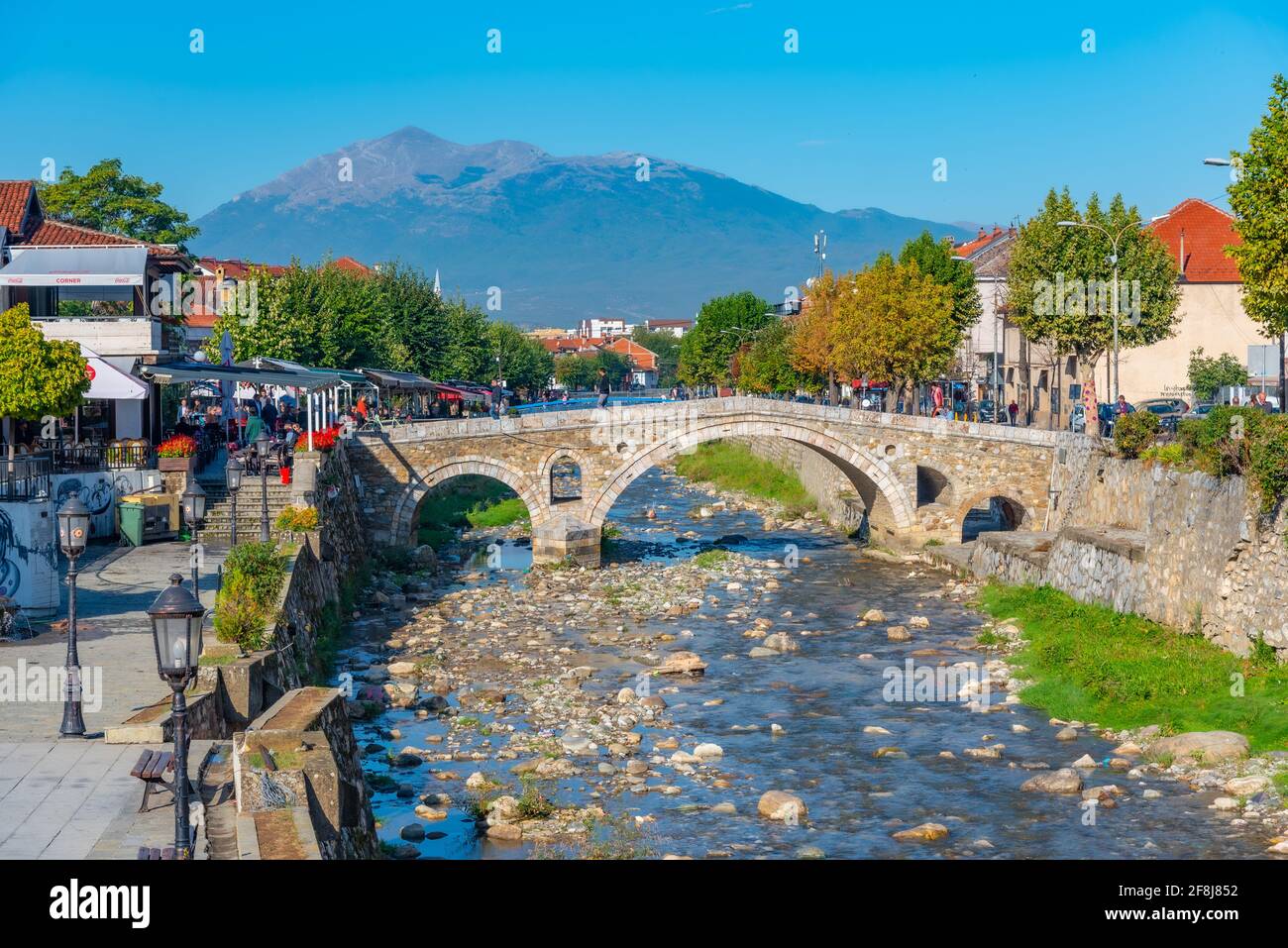 PRIZREN, KOSOVO, SEPTEMBER 20, 2019: Riverside of Bistrica river in ...
